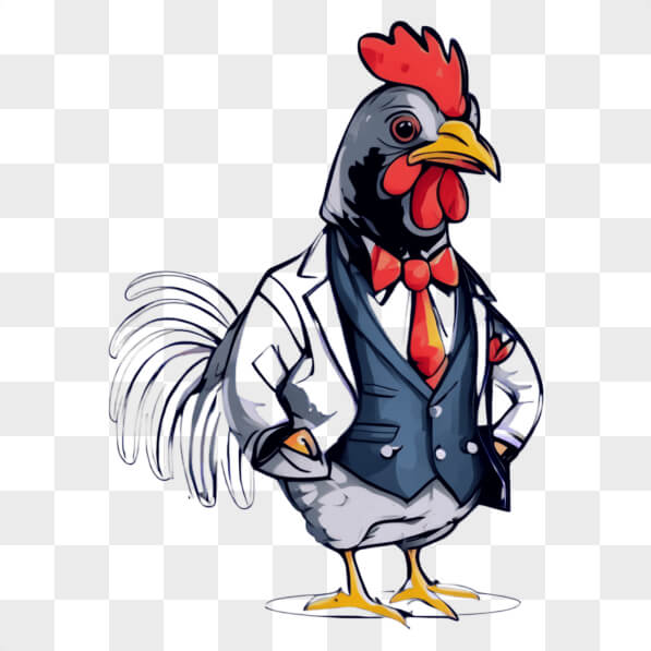 Download Stylish Rooster in Suit and Tie Cartoons Online - Creative Fabrica