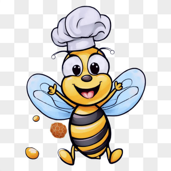 Download Cartoon Chef Bee with Food Cartoons Online - Creative Fabrica