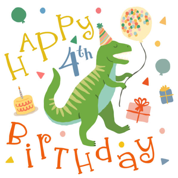 Download Happy 4th Birthday Dinosaur Birthday Card Quotes Online ...