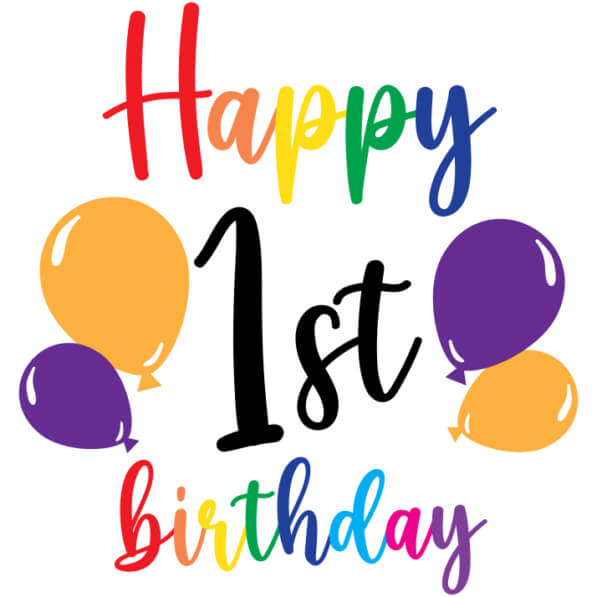 Download Colorful Happy 1st Birthday Card with Balloons Quotes Online ...
