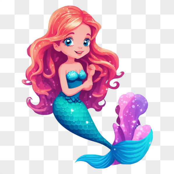 Download Cartoon Mermaid with Pink Hair and Aqua-Blue Swimsuit Cartoons ...