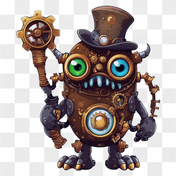 Download Steampunk Cartoon Character with Top Hat and Green Eyes ...