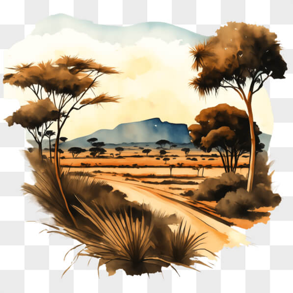 Download African Safari Landscape with Trees, Bushes, and Mountains ...