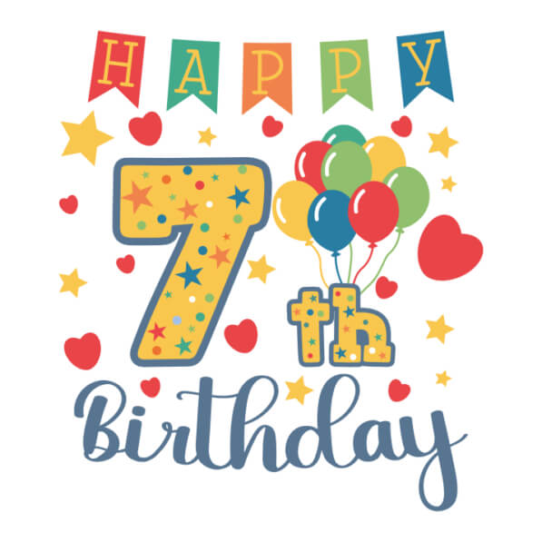 Download Happy 7th Birthday Greeting Card with Balloons and Confetti ...