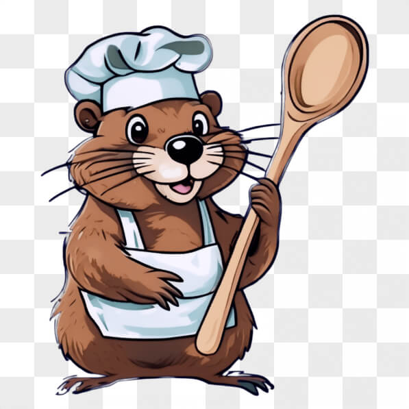 Download Cartoon Beaver Chef Holding Wooden Spoon Cartoons Online ...