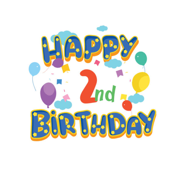Download Happy 2nd Birthday Sign with Colorful Balloons and Confetti ...