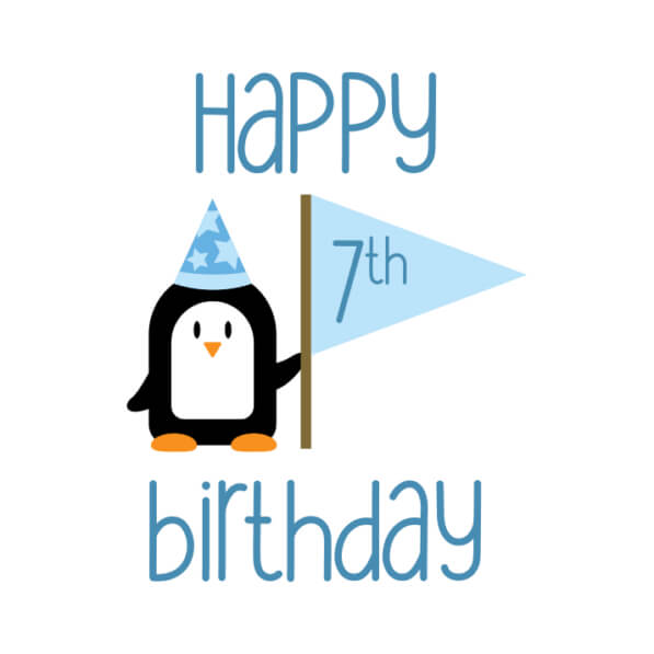 Download Happy 7th Birthday Cartoon Penguin with Ice Cream Cone Hat ...