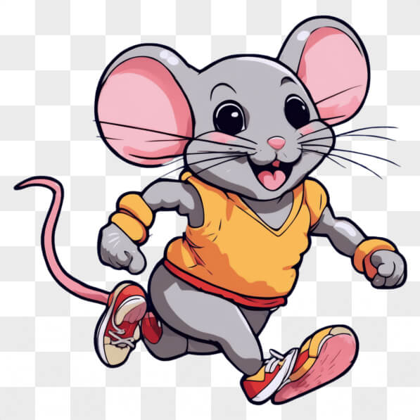 Download Cartoon Mouse Wearing Orange Shirt and Sneakers Running ...