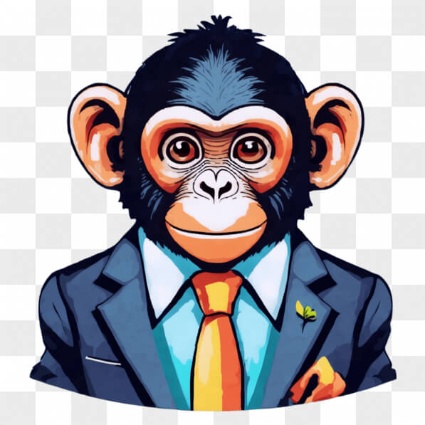 Download Cartoon Monkey Wearing Business Suit and Orange Tie Cartoons ...
