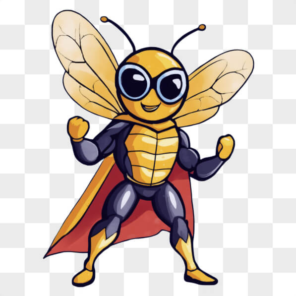 Download Cartoon Bee Superhero with Sunglasses and Cape Cartoons Online ...