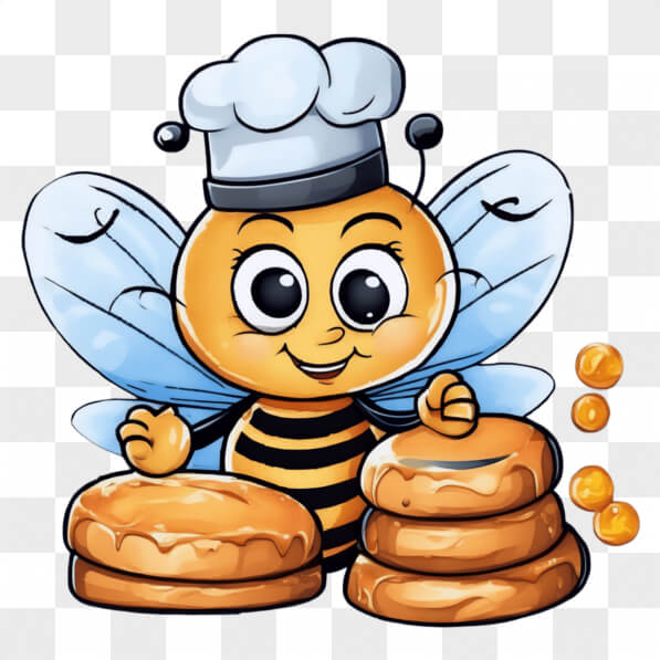 Download Cartoon Bee Chef with Pancakes Cartoons Online - Creative Fabrica