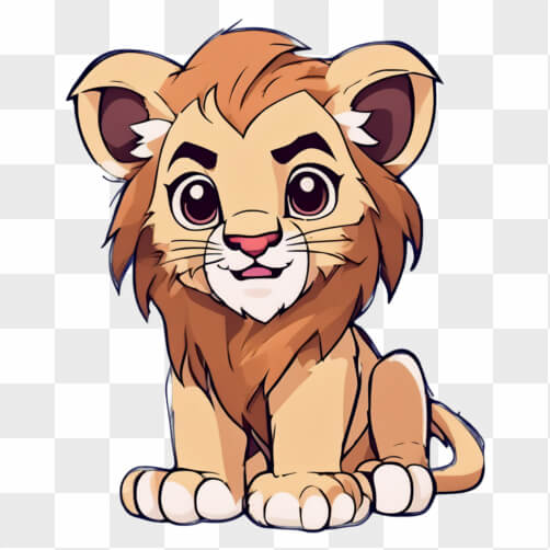 Download Cartoon Lion Cub Sitting and Looking Up Cartoons Online ...