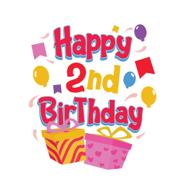 Download Happy 2nd Birthday Greeting with Balloons and Presents Quotes ...