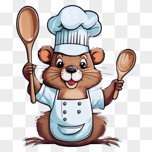 Download Cartoon Mouse Chef with Wooden Spoons and Oven Mitt Cartoons ...