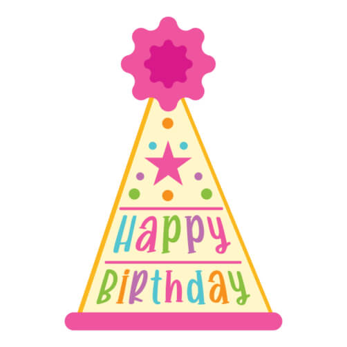 Download Happy Birthday Purple Party Hat with Polka Dots and Teddy Bear ...