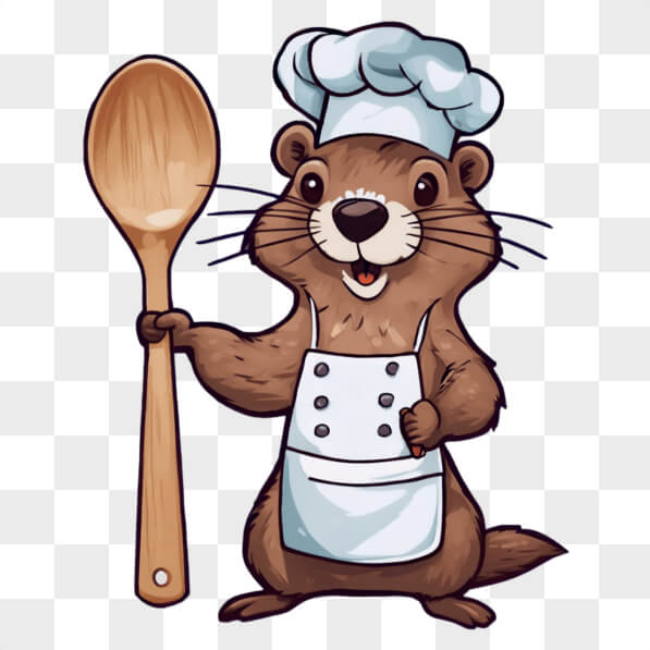 Download Cartoon Bever Chef met Houten Lepel Cartoons online op ...