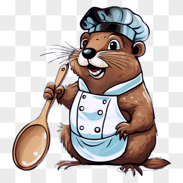 Download Cartoon Beaver Chef with Wooden Spoon Cartoons Online ...