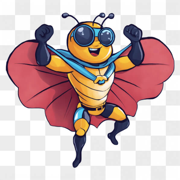 Download Cartoon Bee Dressed as a Superhero with Blue Sunglasses and ...