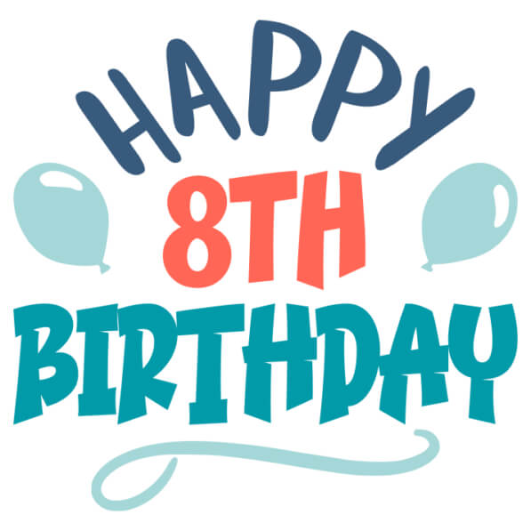 Download Colorful Happy 8th Birthday Greeting Card with Balloons Quotes ...