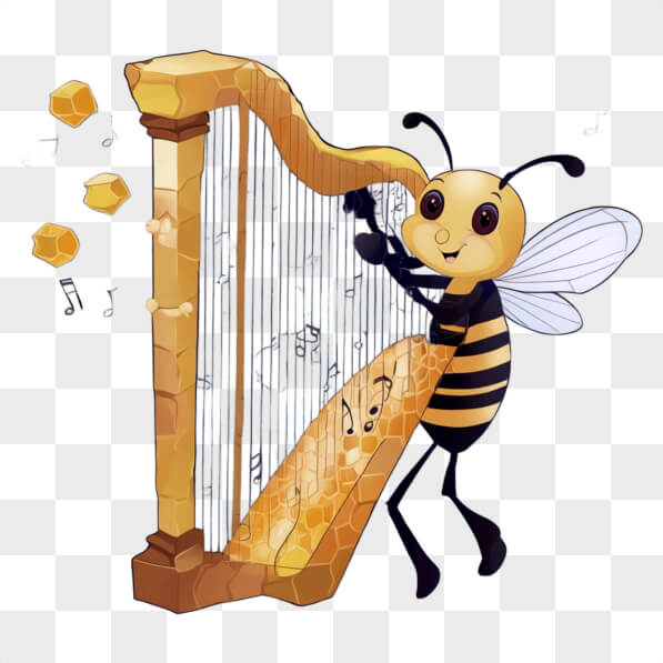 Download Cartoon Bee Playing Harp - Educational Musical Tool Cartoons ...