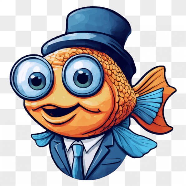 Download Business Attire Dressed Fish in Top Hat and Tie Cartoons ...