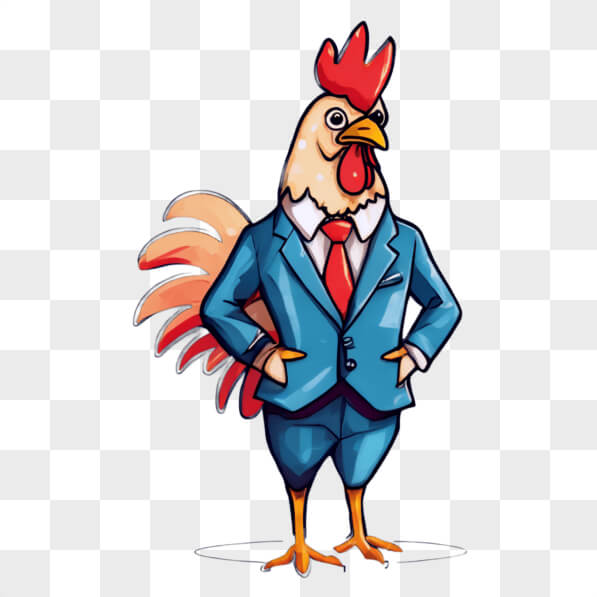 Download Stylish Rooster in Blue Suit and Tie Cartoons Online ...