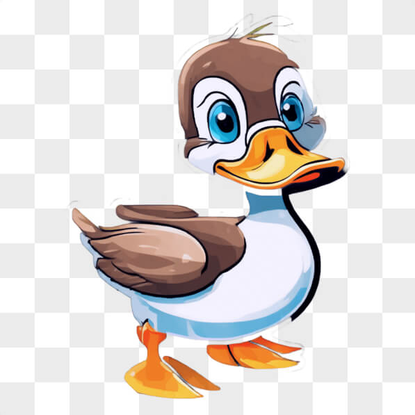 Download Cartoon Duck with Blue Eyes and Brown Feathers on Black ...