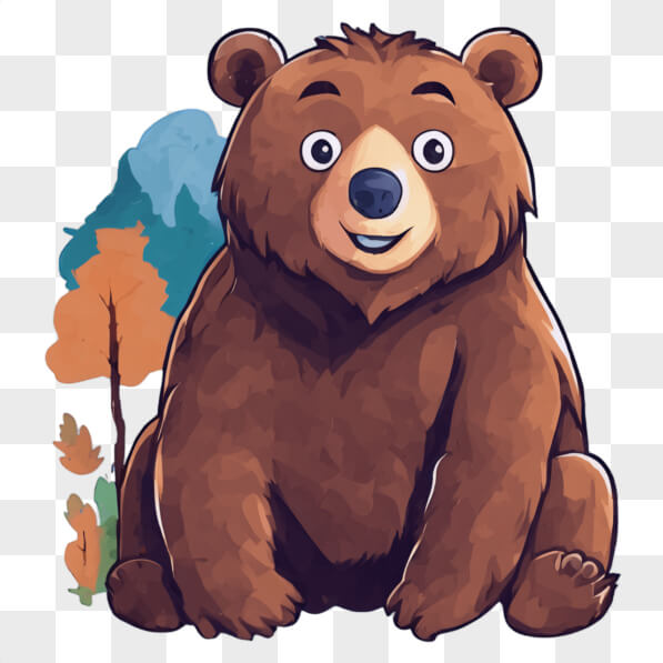 Download Smiling Brown Bear in Nature Cartoons Online - Creative Fabrica