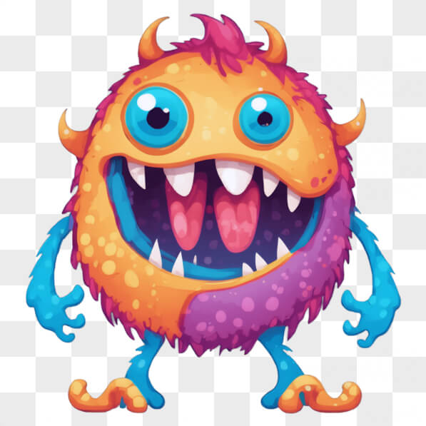 Download Colorful Cartoon Monster with Open Mouth and Tongue Out ...