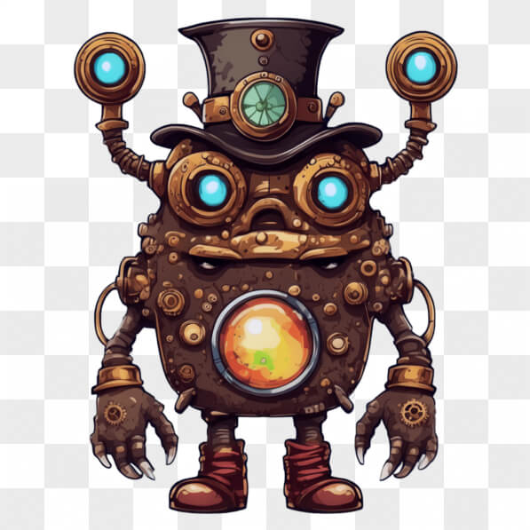 Download Steampunk Robot Character with Top Hat and Glasses Cartoons ...