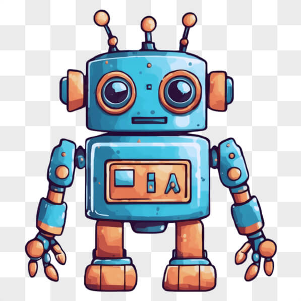 Download Blue Robot with Orange Eyes on Black Background Cartoons ...