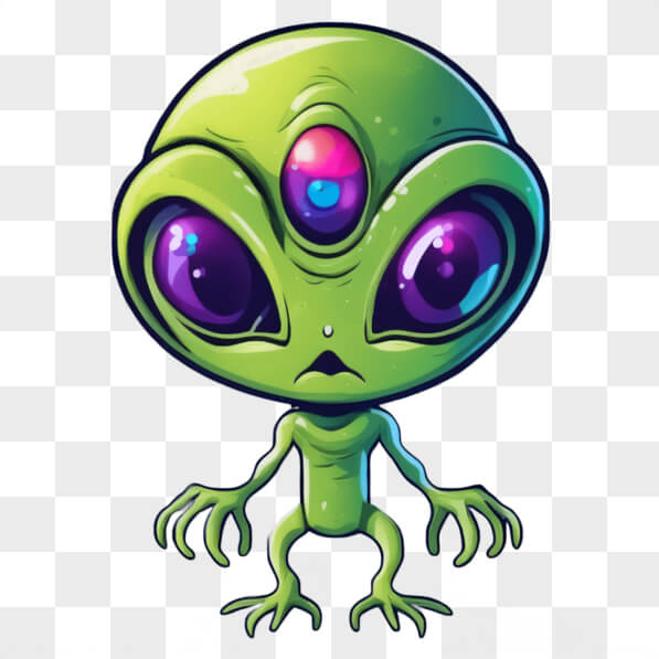 Download Mysterious Green Alien Character with Purple Eyes Cartoons ...
