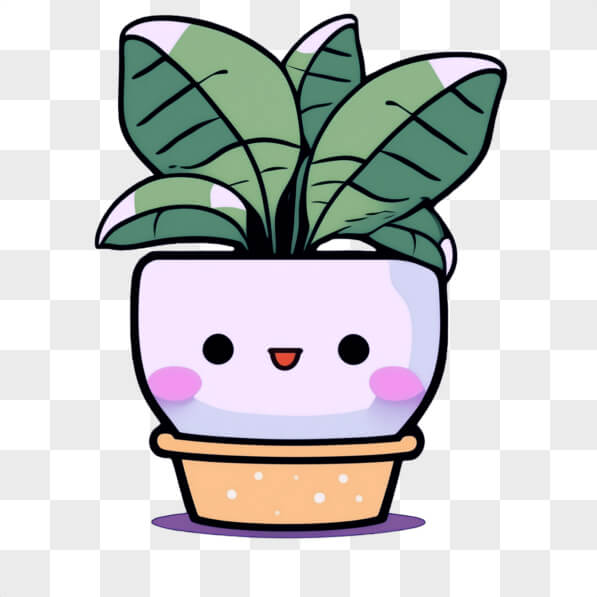 Download Kawaii Plant in Pot with Cute Faces and Green Leaves PNGs ...