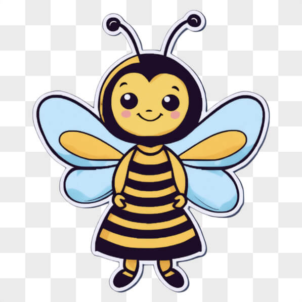 Download Cartoon Bee with Yellow and Blue Wings Sticker Cartoons Online ...