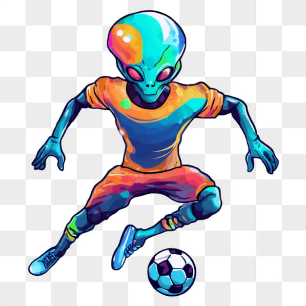 Baixe Jogador de futebol alienígena chutando uma bola de futebol ...