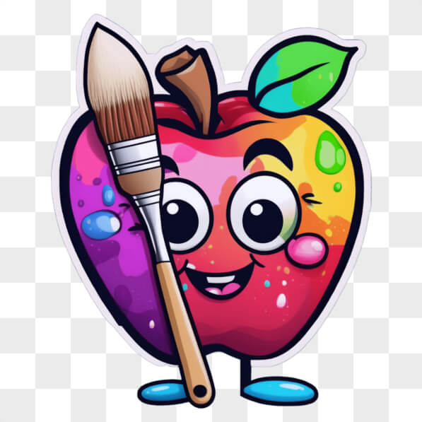 Baixe Maçã Cartoon com Pincel Cartoons - Creative Fabrica