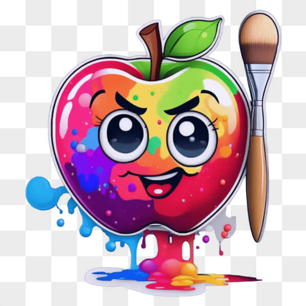 Download Artistic Apple with Paintbrush and Colorful Paint Splash ...