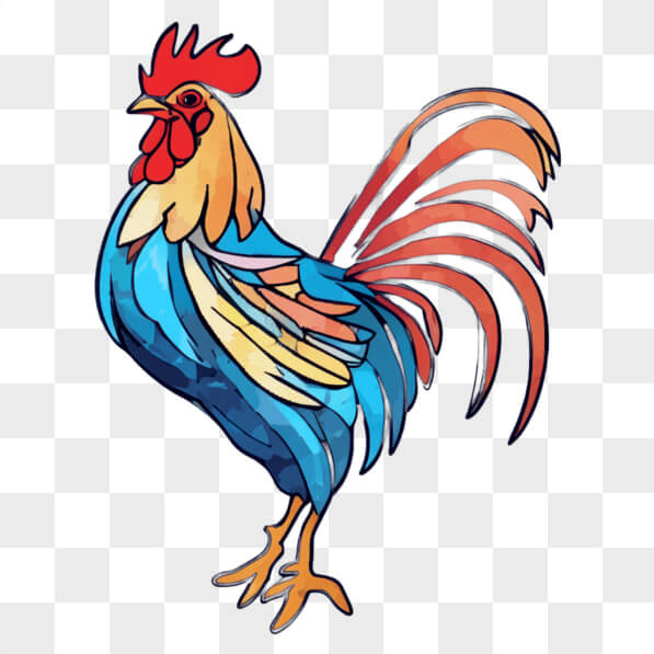 Download Colorful Rooster on Black Background Cartoons Online ...