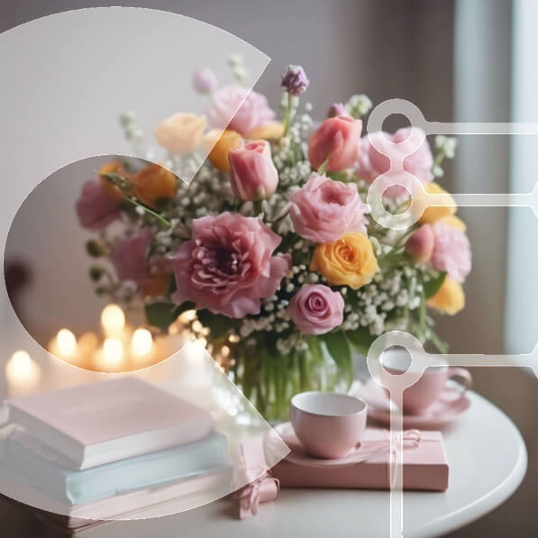 Romantic Table Setting with Books, Flowers, and Coffee Cups stock photo ...