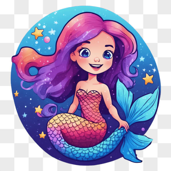 Baixe Sereia Fofa com Cabelos Coloridos Sentada no Fundo do Oceano ...