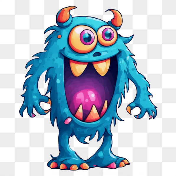 Download Blue Monster Illustration with Bright Cartoon Characters ...