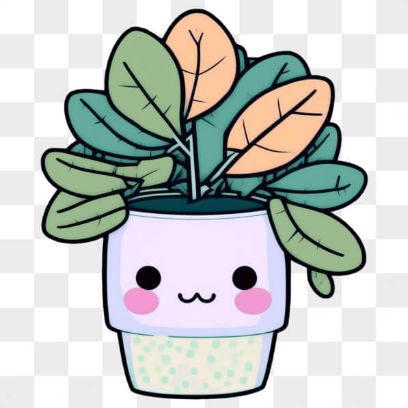 Download Cute Kawaii Plant in a Pot with Green Leaves PNGs Online ...