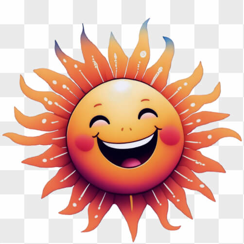 Download Happy Sun with Smile in Orange Sky PNGs Online - Creative Fabrica