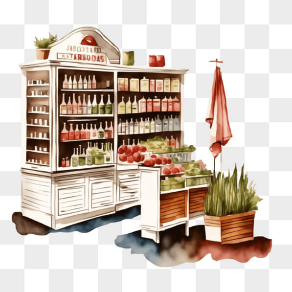 Download Illustration of a Grocery Store with Fruits, Vegetables, and ...