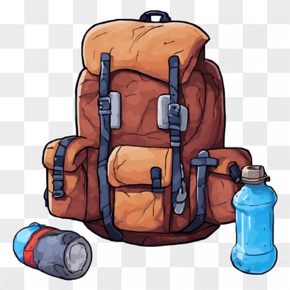 Download Outdoor Hiking and Camping Gear with Orange Backpack and Blue ...