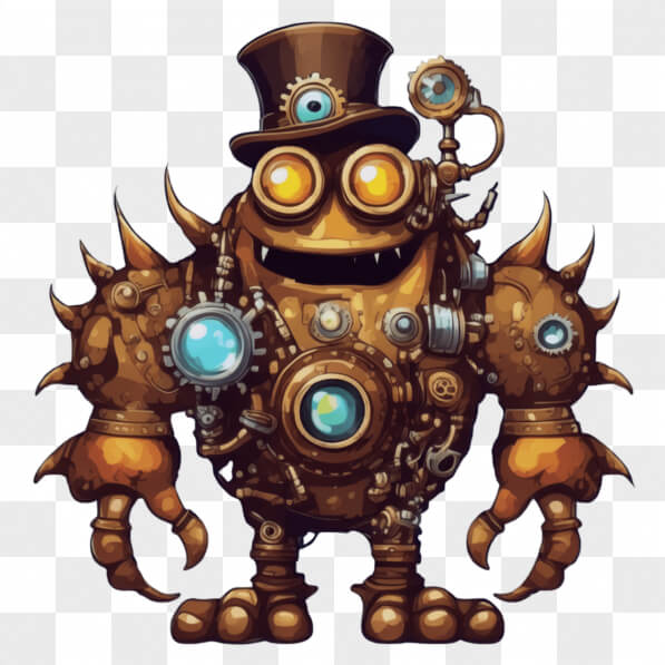 Download Steampunk Cartoon Character with Old Steam Engine Cartoons ...