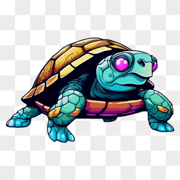 Download Colorful Cartoon Turtle with Black Background for Children's ...