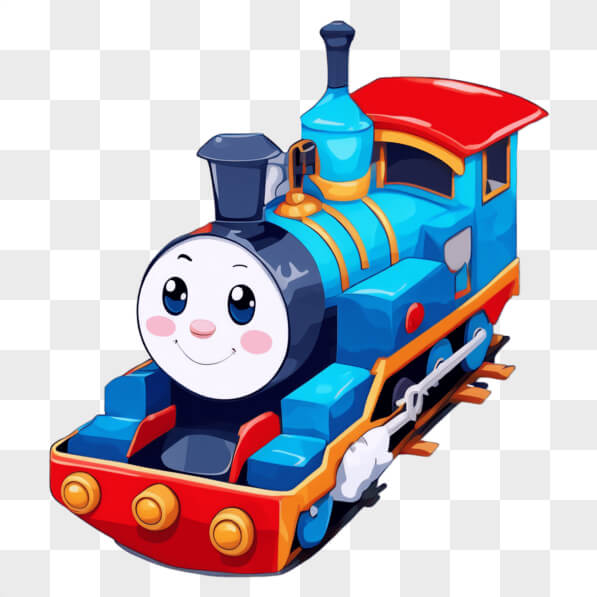 Download Blue and Red Train in Motion Cartoons Online - Creative Fabrica