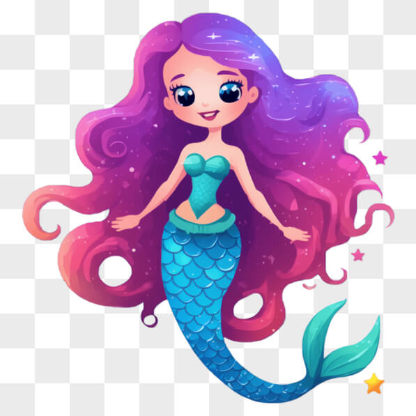 Download Cartoon Mermaid with Purple Hair and Stars Background Cartoons ...