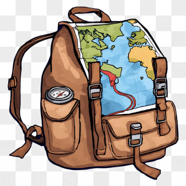 Download Travel Backpack with World Map Cartoons Online - Creative Fabrica